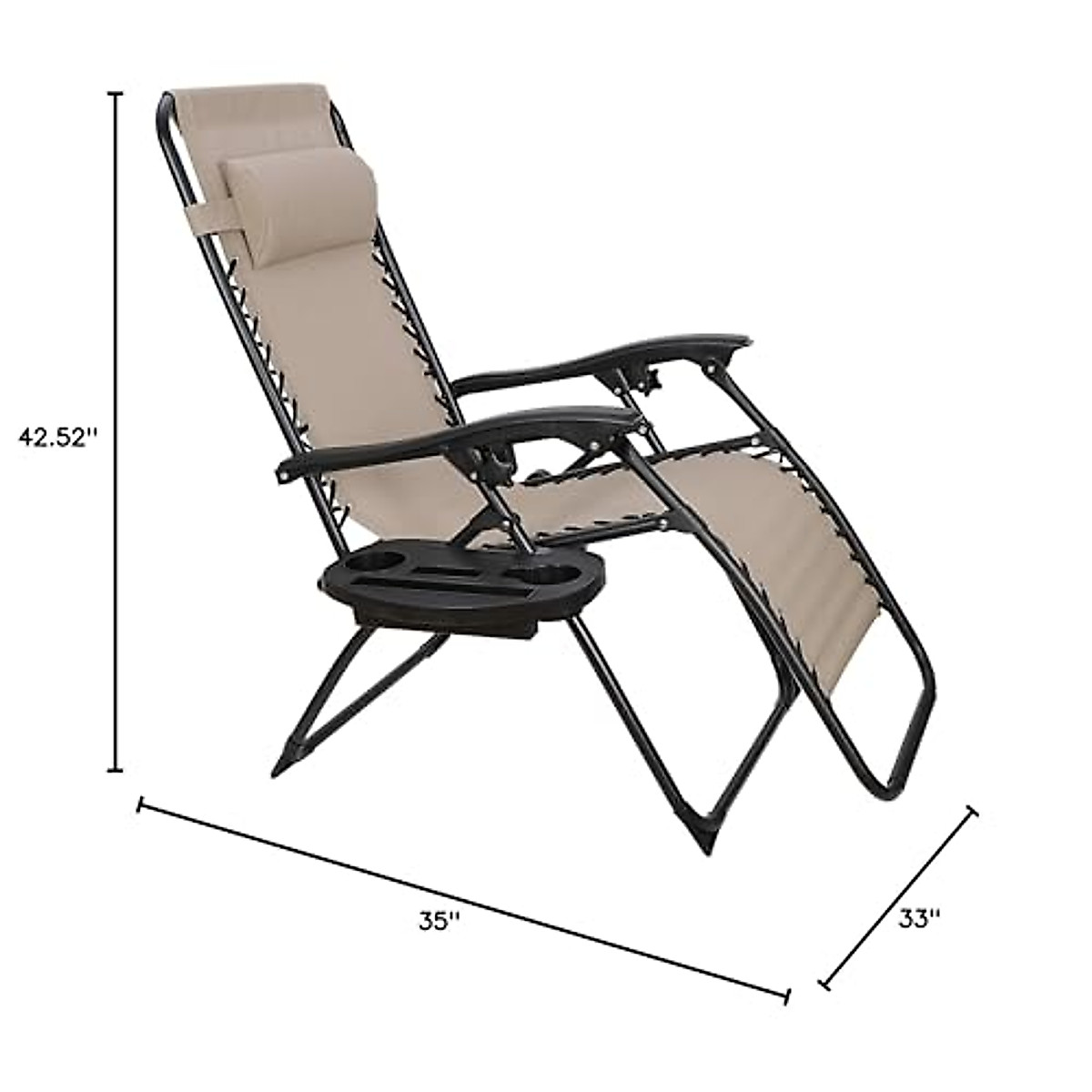 ZENY Zero Gravity Lounge Chairs Set of 2 Adjustable Folding Recliners with Cup Holders and Headrest for Patio, Pool Deck Beach Yard