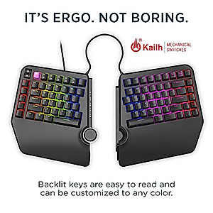 Cloud Nine ErgoTKL Ergonomic Tenkeyless Mechanical Keyboard for PC – Kailh White – TKL RGB Backlit Ergo Split Key Board