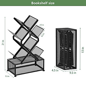 Gintan 6-Tier Corner Bookshelf with Storage,Desk Book Shelf,Bedroom Shelves Folding Bookshelves,No Installation Required Shelf Tree Bookcase for Living Room,Study,Home Office,Bed Room (Black)