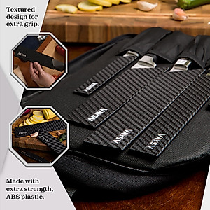 Asaya Professional Knife Edge Guards - 6 Piece Universal Blade Covers - Extra Strength, ABS Plastic and BPA-Free Felt Lining, non-Toxic and Food Safe - Knives Not Included