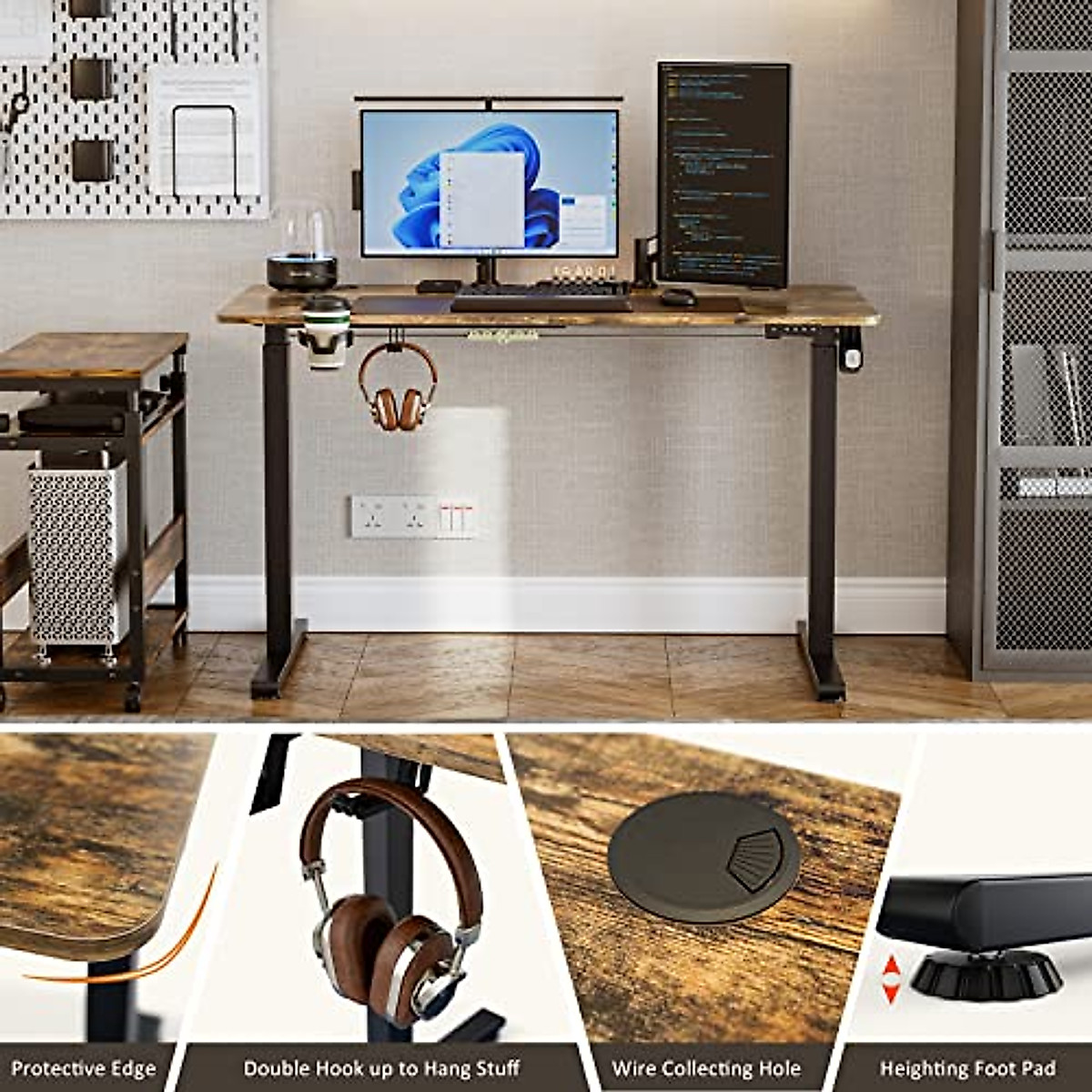 Azonanor Standing Desk - Stand up Desk with Splice Board, Electric Adjustable Height Desk, 48 x 24 Inches Sit Stand Home Office Desk