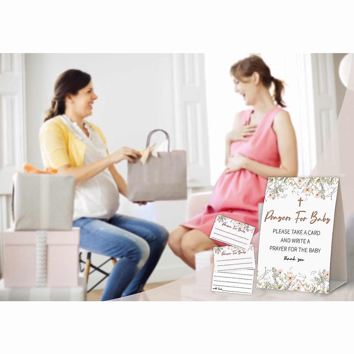 Boho Bridal Baby Shower Decorations,Prayers for Baby,Prayer Cards for Baby Shower,Baby Bible,Baby Shower Games,Pregnancy Prayer Cards,Baby Shower Guest Book,50 Prayer Cards & 1 Sign -11