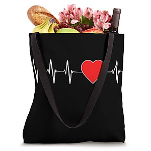 Heart Health Heartbeat EKG Red Heart Disease Awareness Month Tote Bag