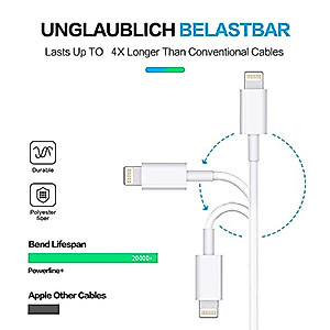 RCTech USB C to Lightning Cable 3Pack 3FT [MFi Certified] iPhone Fast Charger Cable USB-C Power Delivery Charging Cord for iPhone 13/12/12 PRO Max/12 Mini/11/11PRO/XS/Max/XR/X/8/8Plus/iPad, White