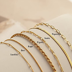 DEARMAY Gold Bracelets for Women 14K Real Gold Plated Jewelry Sets for Women Trendy Dainty Stackable Paperclip Rope Snake Box Figaro Chain Bracelets Pack Costume Fashion Filled Gifts for Women Girls