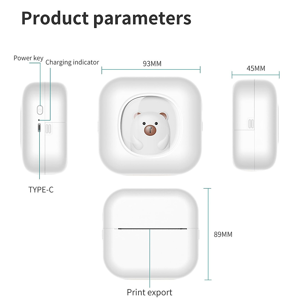 HXBER Mini Printer, Mini Pocket Thermal Instant Photo Printer Label Maker Machine BT Wireless Connect Compatible with Android or iOS APP Support Receipt Label Memo Sticker Notes Lists Scrapbook DIY