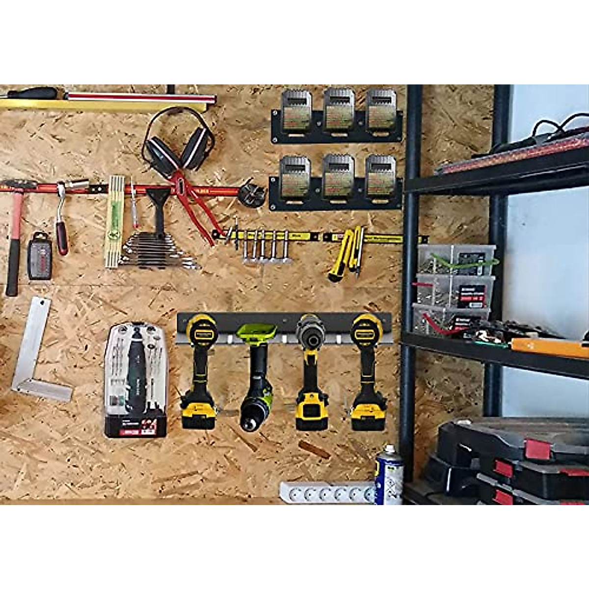 SZWJT-LV Power Tool Organizer, Electric Drill Storage Rack, Holds 4 Drills, Hanging Wall Mounted Organizer for Garage, Home, Workshop, Shed…