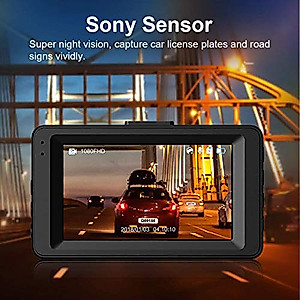 Dash Cam Front and Rear, Dash Camera for Cars 1080P Full HD Dual Dash Cam 3" IPS Screen in Car Camera Front and Rear Night Vision,170°Wide Angle Motion Detection Parking Monitor G-Sensor(with SD Card)