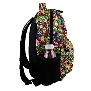 Nintendo Super Mario Brothers Boys Girls Teen 16" School Backpack (One Size, Black/Multi)