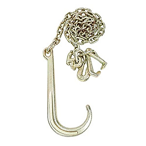 TYFYB 2 PCS Grade 70 Tie Down Binder Chain 5/16 Inch x 6 Feets Transport Tow Chain 15" J Hook Long Shank w/R T J Grab Hook Yellow Zinc,18,800 lbs Safe Working Load