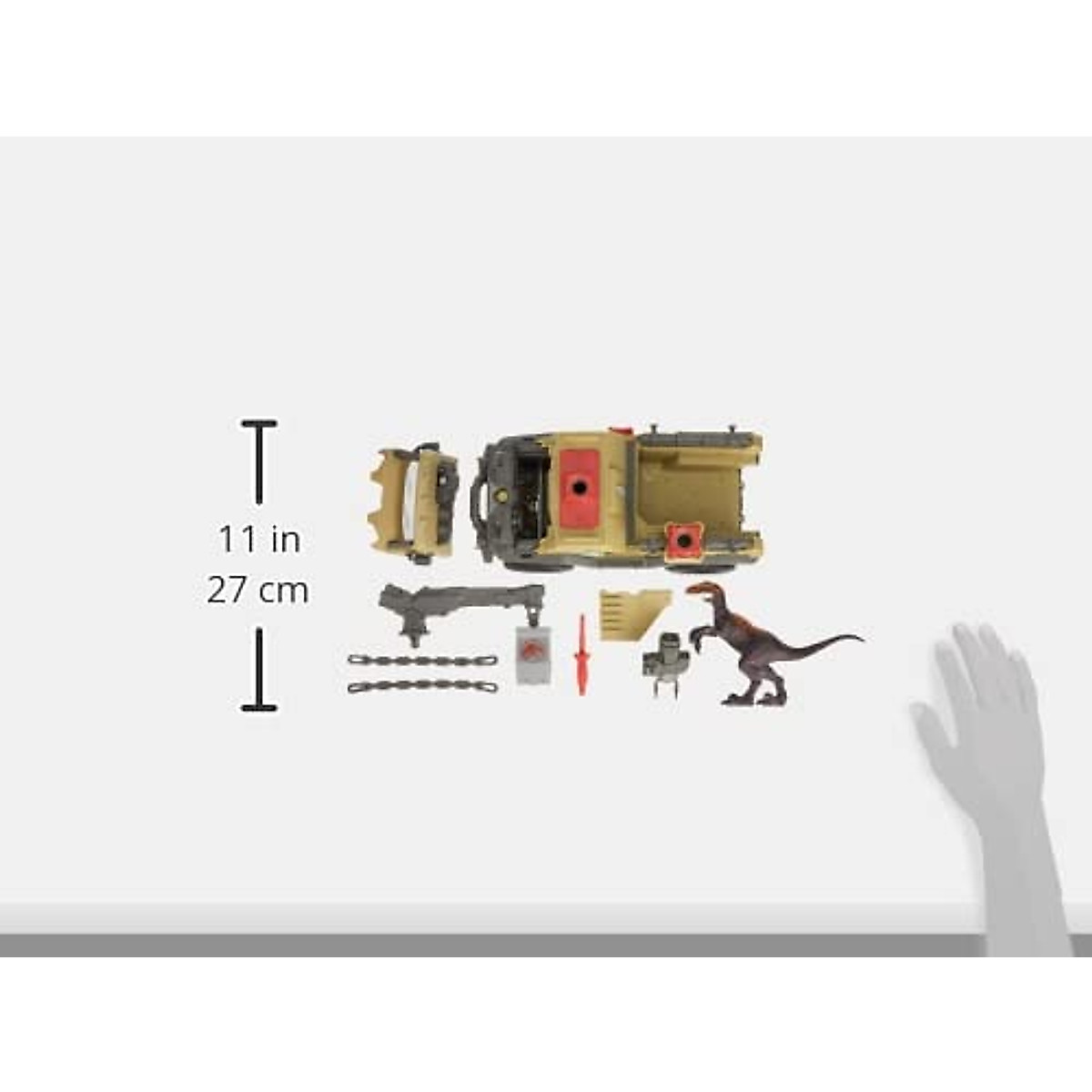 Mattel Jurassic World Dominion Capture & Crush Truck & Dino Playset with Velociraptor Action Figure, Vehicle Features Tranq Shooter, Crane & 2 Breakaways