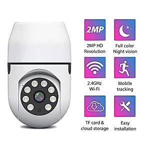 EVERSECU 1080P 2MP Wireless PTZ Security Camera Plugged Into The Power outlets & Play, Humanoid Auto Tracking, 2 Way Audio, Spotlight Color Night Vision, Tuya Smart Life App