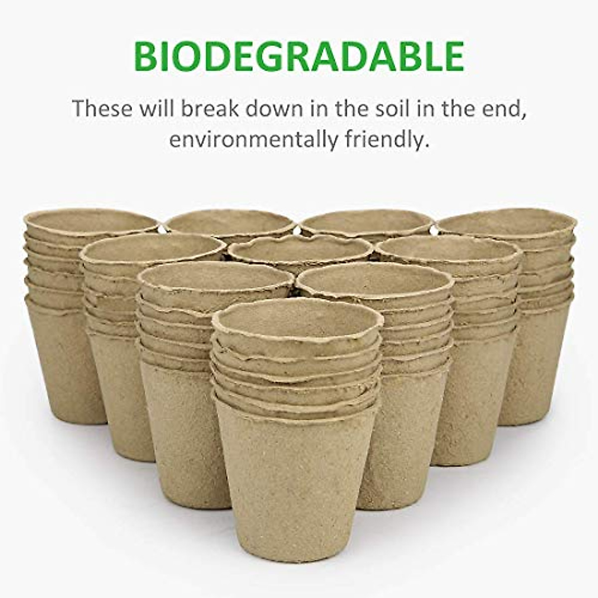 GROWNEER 60 Packs 3 Inch Peat Pots Plant Starters for Seedling with 15 Pcs Plant Labels, Biodegradable Herb Seed Starter Pots Kits, Garden Germination Nursery Pot