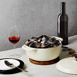 NUTRIUPS Enameled Cast Iron Dutch Oven Pot with Lid Heavy Duty Cast Iron Pot 3-Quart (Oyster White)