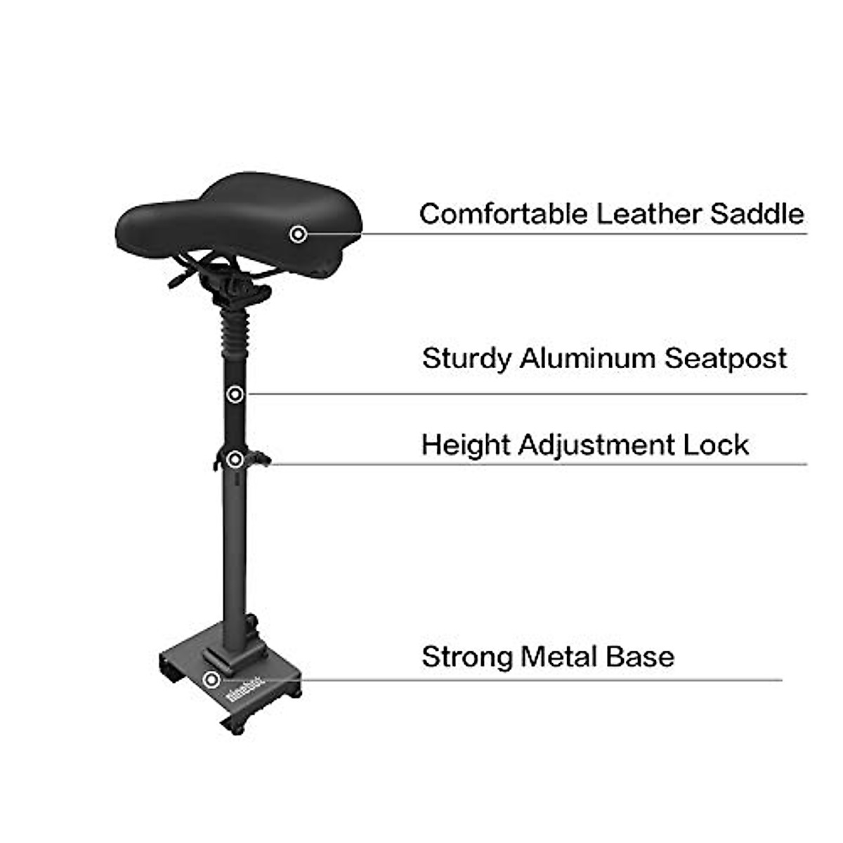 Segway Ninebot Electric Scooter Seat Saddle for MAX G30P and G30LP, Adjustable Comfortable and Shock Absorbing MAX Seat Saddle, Black, Large