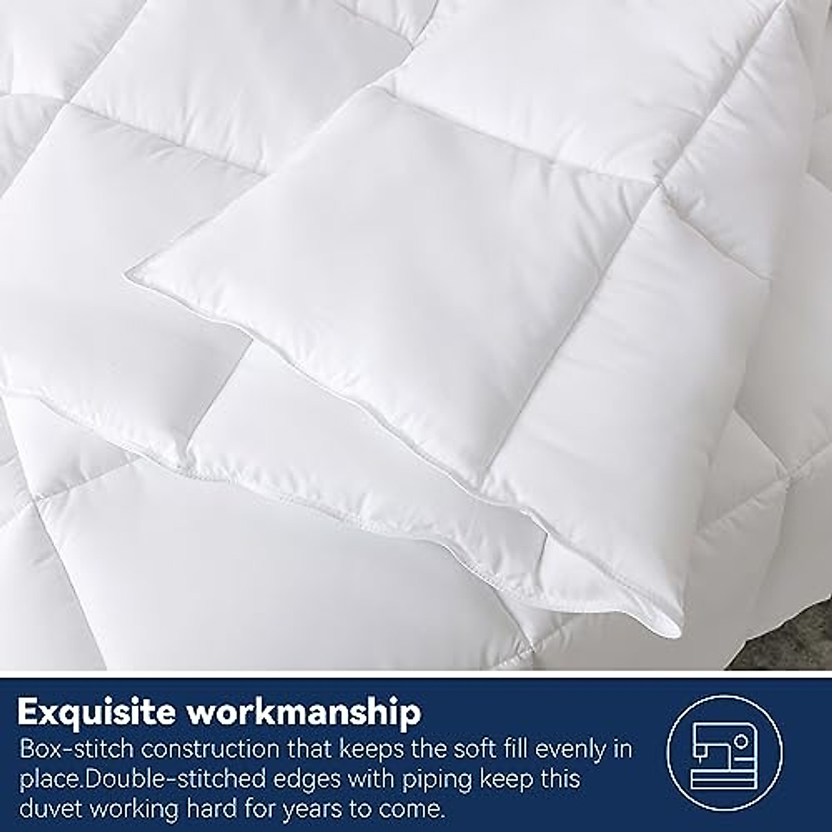 Downmemory King Comforter - All Season White Down Alternative Comforter with Corner Tabs and Side Loops,Fluffy Soft Noiseless Duvet Insert Machine Washable-106x90 Inches