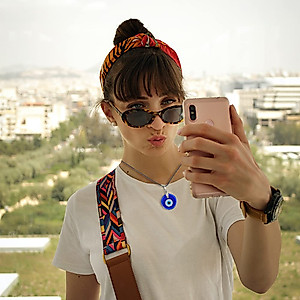 VALIJINA 10-12 Pieces Evil Eye Necklace Bracelet Set Turkish Blue Eye Necklace Glass Eye Leather Rope Chain Necklace Evil Eye Hamsa Blue Beaded Charm Stretch Bracelet for Women and Men