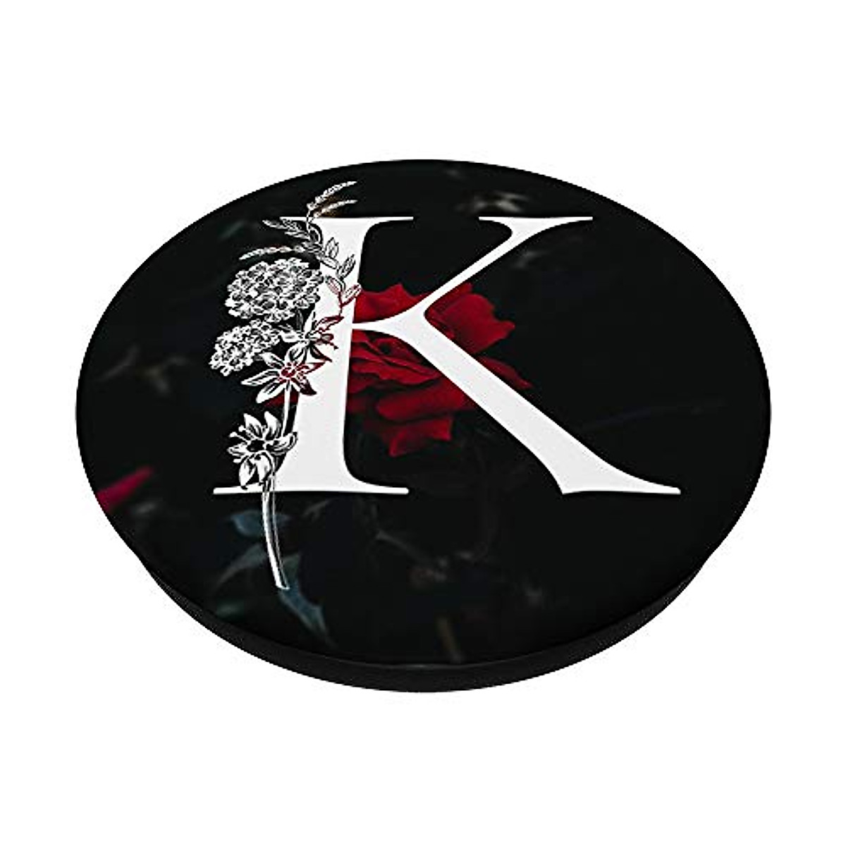 Floral Monogram - Red Flower With Letter K PopSockets Swappable PopGrip