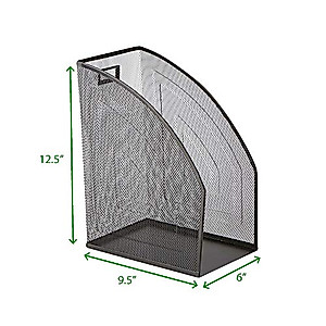 Mind Reader Jumbo Metal Mesh File Organizer 2-Pack, Magazine Holder, Office Desk Organizer, Documents Holder, Black