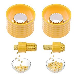 Corn Stripping Tool, Set of 2 - These Corn Cobber Tools are the Easiest Way to Remove Kernels from Fresh Corn - Just Push Corn Through the Device - The Stainless Steel Blades Work as a Corn Zipper