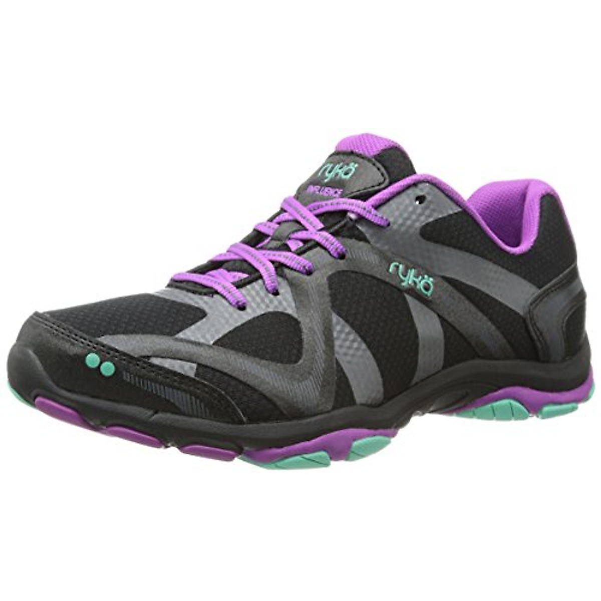 Ryka Women's Influence Black/Sugar Plum/Vivid Aqua Training Shoe 8.5 M US