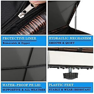 Henf 67 Gallon Outdoor Wicker Storage Box Patio Rattan Square Storage Deck Box, All Weather Patio Furniture Storage Organizer for Storing Tools, Accessories and Toys (Brown)