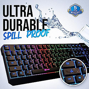 KLIM Chroma Wireless Gaming Keyboard RGB - New 2023 - Long-Lasting Rechargeable Battery - Quick & Quiet Typing - Water Resistant Backlit Wireless Keyboard - Teclado Gamer - PC PS5 PS4 Xbox One Mac