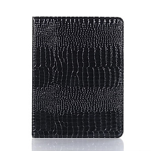 iPad Air-6 (13'') Case, iPad Pro-3 4 5 6 (12.9'') Case for Women, DMaos Crocodile Synthetic Leather Stand Folio Smart Cover with Pen Holder, Auto Sleep/Wake - Black