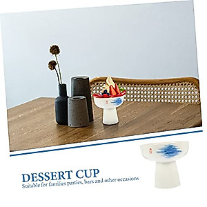 YARNOW 2pcs Goblet Ice Cream Sundae Cups Mini Dessert Cup Glass Dessert Bowls Mini Truffle Bowls Large Trifle Bowl Trifle Cake Footed Dessert Cup Pudding Bowl Ceramic Yogurt Cup Delicate