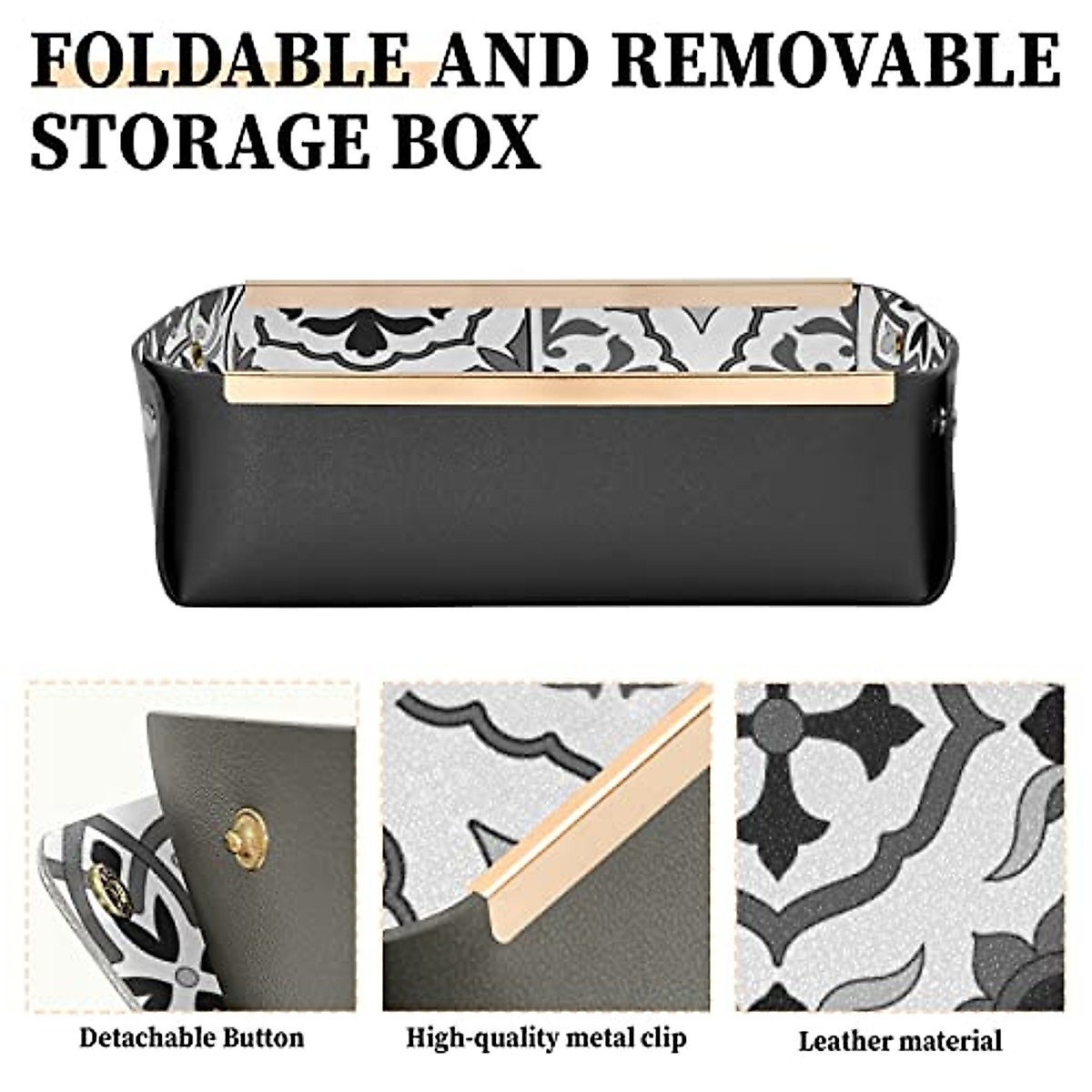 Retro Mandala Flowers, Islam, Arabic, Indian, Ottoman Tribal Ethnic Leather Desk Storage Box Organizer Tray for Office Home Keys Cell Phones Jewelry Watch Coins Wallets Cosmetics