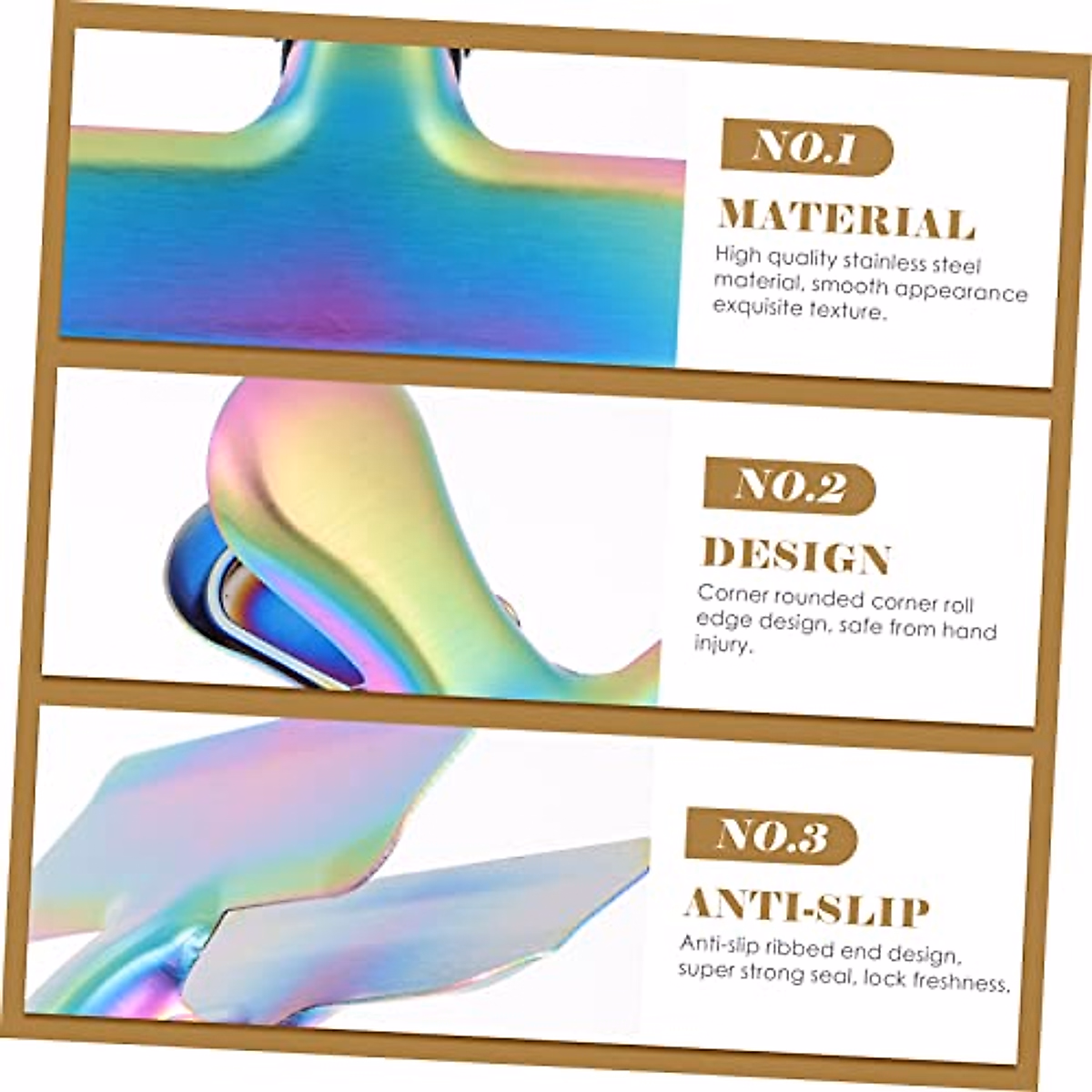 IMIKEYA 6pcs Stainless Steel Flat Clip Food Clips Fresh-keeping Clip - Bag Clips Potato Chip Clip Bag Clamp Useful Sealing Bag Laundry Hanging Clip Practical Sealing Bag Snack