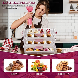 ARC 3-tiers Cupcake Carrier (Pink) - Cupcake Holder and Cake Transport Container that Holds up to 36 Cupcakes or 3 Large Cakes - BPA-Free, Great for Parties & Festivals