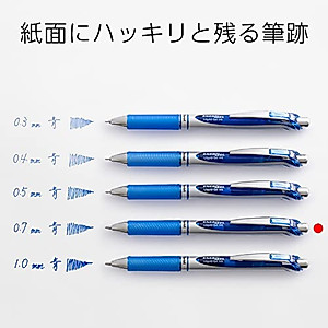 Pentel Energel Knock Ballpoint Pen, 0.7mm Triangle Tip, Siver Body with Blue Accent (BL77-C)