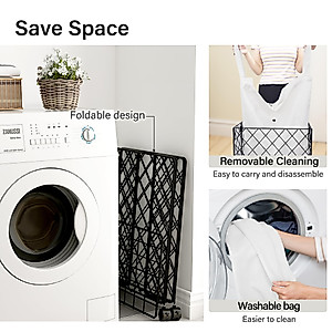 2 Wire Laundry Hamper on Wheels With Removable Liners,Rolling Large Collapsible Metal Laundry Basket,Sturdy Laundry Bag Heavy Duty Hamper,for Dirty Clothes Organization Closet Bathroom Living Room