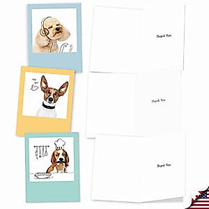 The Best Card Company - 10 Boxed Thank You Cards w/Envelopes, Animal Appreciation Stationery Set for Men Women Kids - Dogs & Doodles M6582TYG