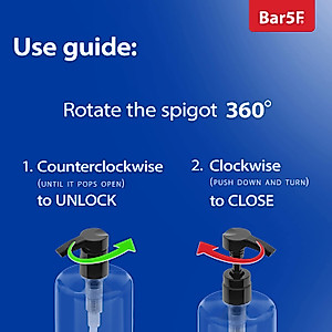 Bar5F Empty Shampoo Bottles with Pumps (2-Pack 32oz/1Liter/Large) BPA-Free PETE1 Plastic Bottle Crystal-Clear