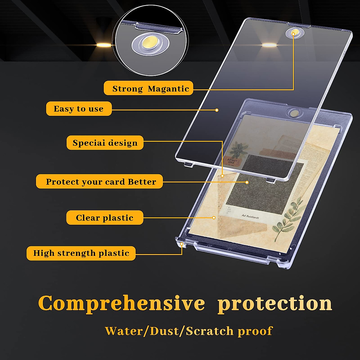 Chinco 20 Pieces Magnetic Card Holders Card Cares with 10 Packs Clear Acrylic Stands 35 Pt Clear Trading Cards Cases Protectors for Sports Card Baseball Card Basketball Card Trading and Display