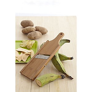 IMUSA USA Wood Plantain Slicer "Mariquitera", 13.8 x 4 x 1 inches