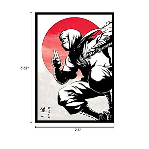 Fantasy North - Kenichi - Shadow Clan Ninja - 100 Smooth Matte TCG Trading Card Sleeves - Black Border - Fits Magic MTG Commander Pokemon and Other Card Games - Playing Card Sleeves