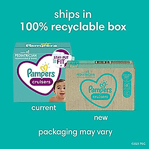 Pampers Cruisers Disposable Baby Diapers Size 7, 2 Month Supply (2 x 88 Count) with Sensitive Water Based Baby Wipes, 12X Pop-Top Packs (864 Count)