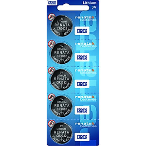 Renata CR2032 Batteries - 3V Lithium Coin Cell 2032 Battery (5 Count)