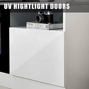 AMERLIFE TV Stand with Fireplace, LED Light Entertainment Center with 36" Electric Fireplace, 70" Modern Wood Entertainment Stand with Highlight Storage Cabinet for TVs up to 80", White & Black