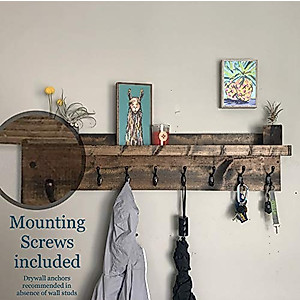 Coat Rack with Shelf Wall Mounted with Storage (Choose your Length) Towel Rack Entryway Organizer Key Hooks (48"L (11 hooks))
