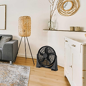 SOHLER 20 Inch High Velocity Powerful Air Circulator Fan, Ideal for Home, Bedroom, Wall Mount Option, White Noise Quiet Operation, 3 Speed Settings, Adjustable 180° Tilt, Black