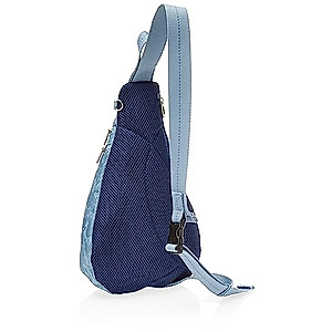 Sakroots Women's On The Go Sling Backpack in Nylon Eco Twill, Denim in Bloom