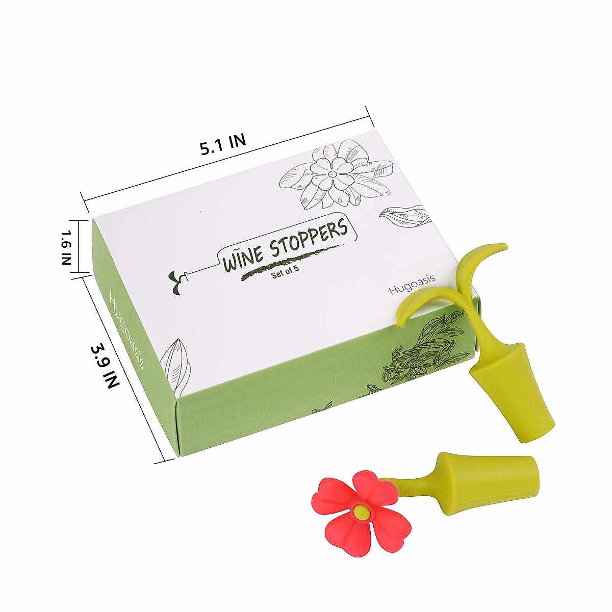 Grand Oasis Wine Bottle Stopper, Wine Corks Saver Sealer, Set of 5 as Wine Gifts, Silicone Flowers