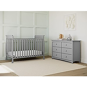 Storkcraft Maxwell Convertible Crib (Pebble Gray) – GREENGUARD Gold Certified, Converts to Toddler Bed and Daybed, Fits Standard Full-Size Crib Mattress, Classic Crib with Traditional Sleigh Design