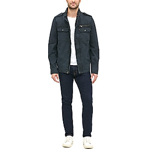 Levi's Men's Washed Cotton Two Pocket Military Jacket (Standard and Big & Tall), Navy Unfilled, Large