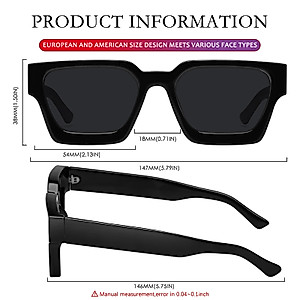 YMRFW Simple Women's Square Sunglasses Men's Thick Frame Classic Trend Black Sunglasses UV Protection