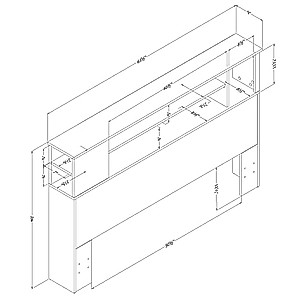 South Shore Vito Bookcase Headboard, Queen, Pure White